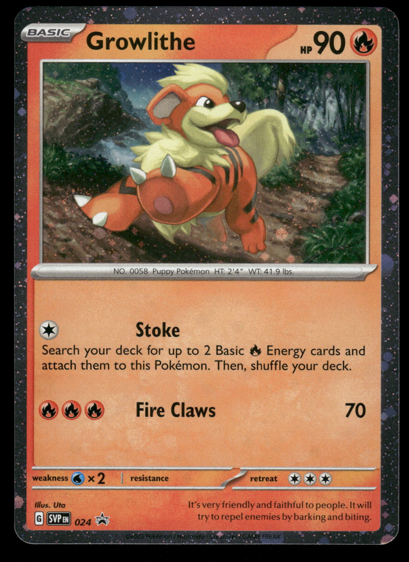 Growlithe Holo SVP024 Scarlett Violet Black Star Promo Pokemon [NM] (5 ...