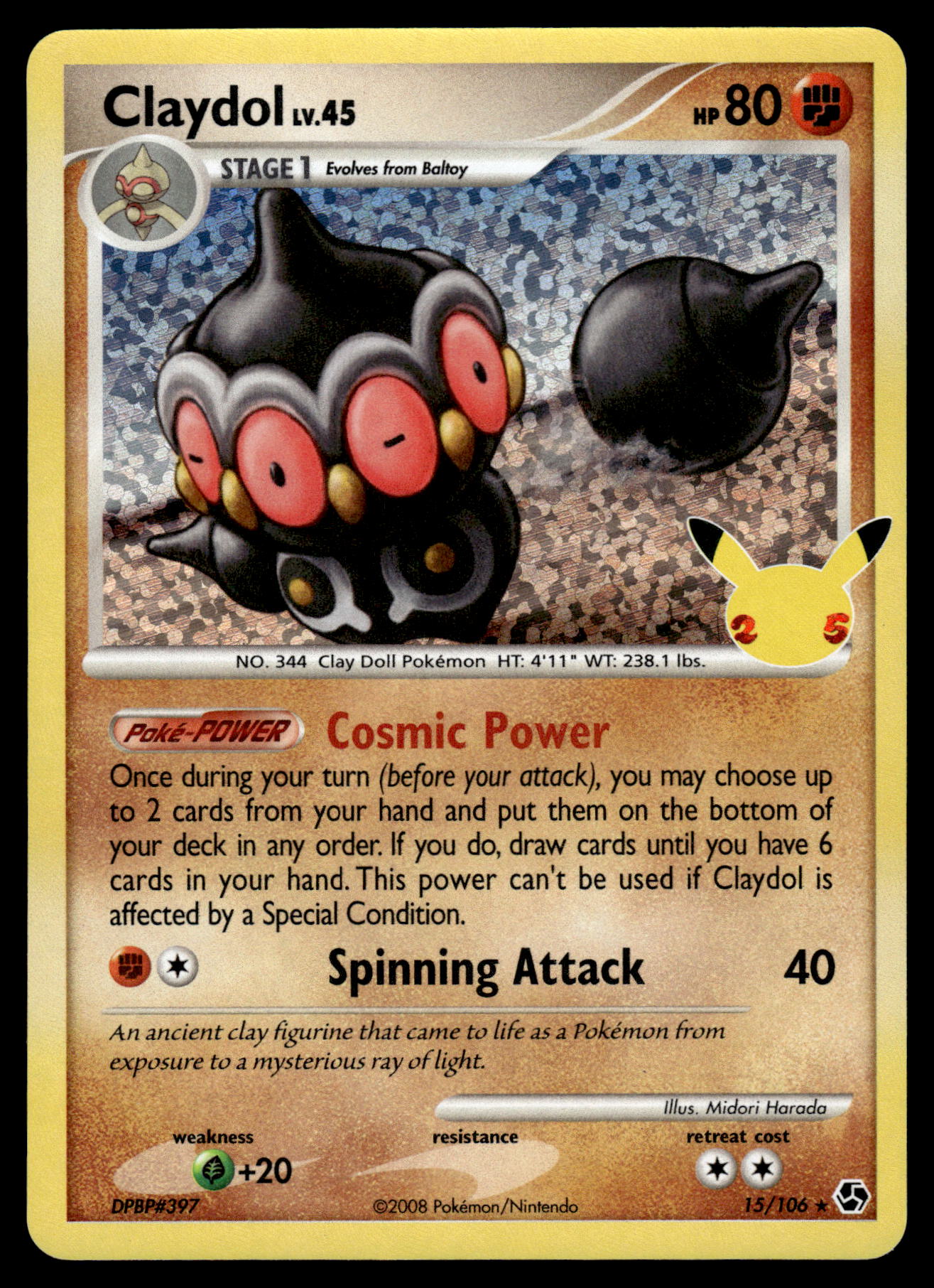 Claydol Lv.45 15/106 SWSH Celebrations Classic Collection Pokemon [NM ...