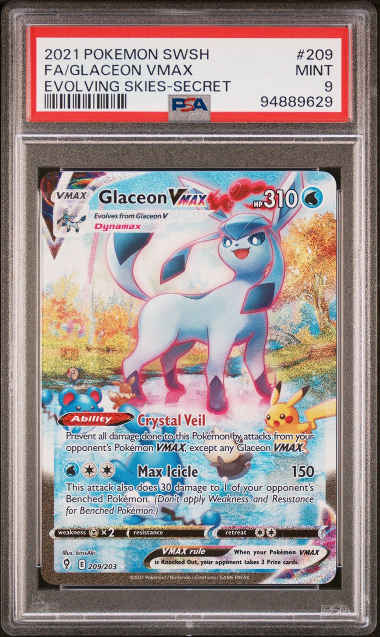 PSA 9 - Glaceon VMAX 209/203 SWSH Evolving Skies - Pokemon – JustEncased