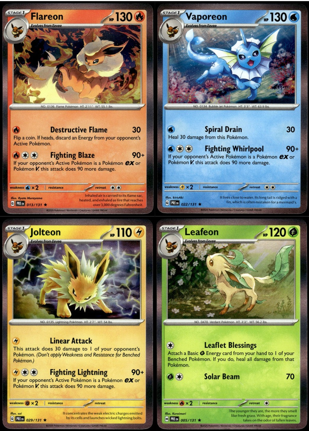 Flareon Vaporeon Jolteon Leafeon Holos /131 SV Prismatic Evolutions Po ...